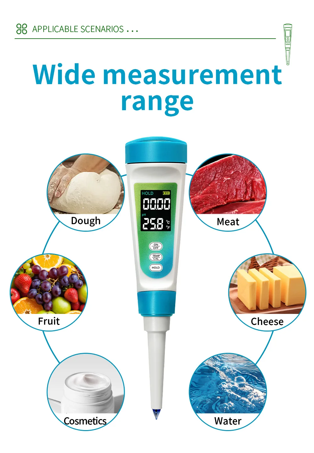 Portable Digital pH Meter for Food Testing - Measure Cheese, Sushi ...