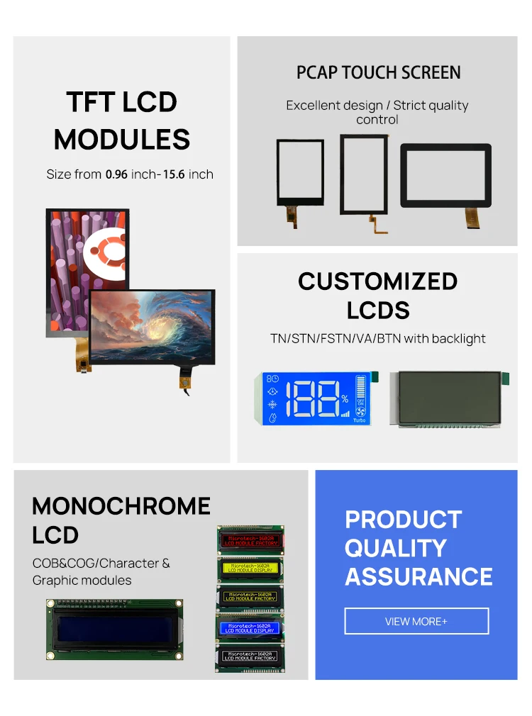 OEM ODM Custom Screen Low Power LCD Display 0.96-15.6 Inch
