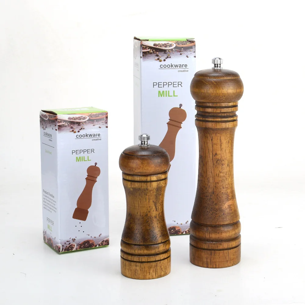 Salt And Pepper Grinder Set,Pepper Mill Kit Manual Wooden Rotor With ...