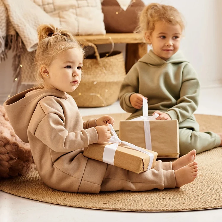 Organic Cotton Children Hoodie Set Customize Children Hoodie And Jogger ...