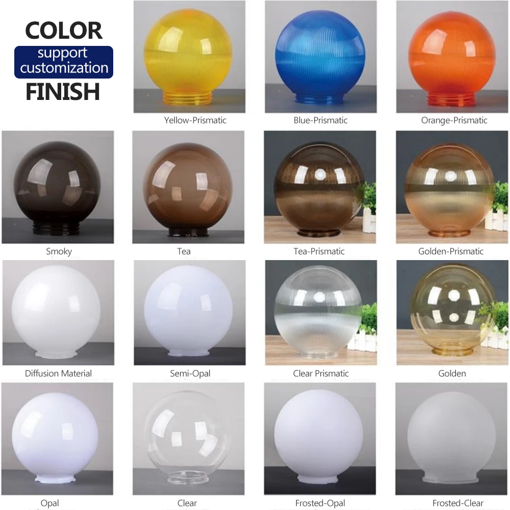 200MM 300mm Frosted Clear Glass Like Pmma Acrylic Globes Lamp Shade for ...