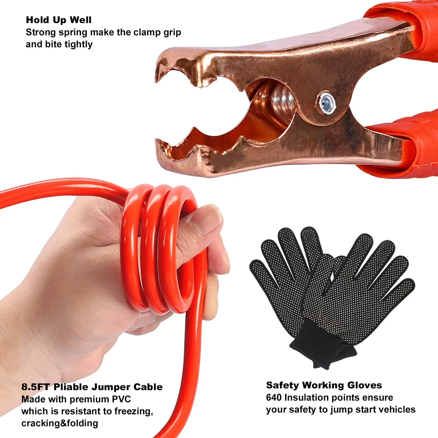 65pcs Premium Car Roadside Emergency Kit - Jumper Cables & More