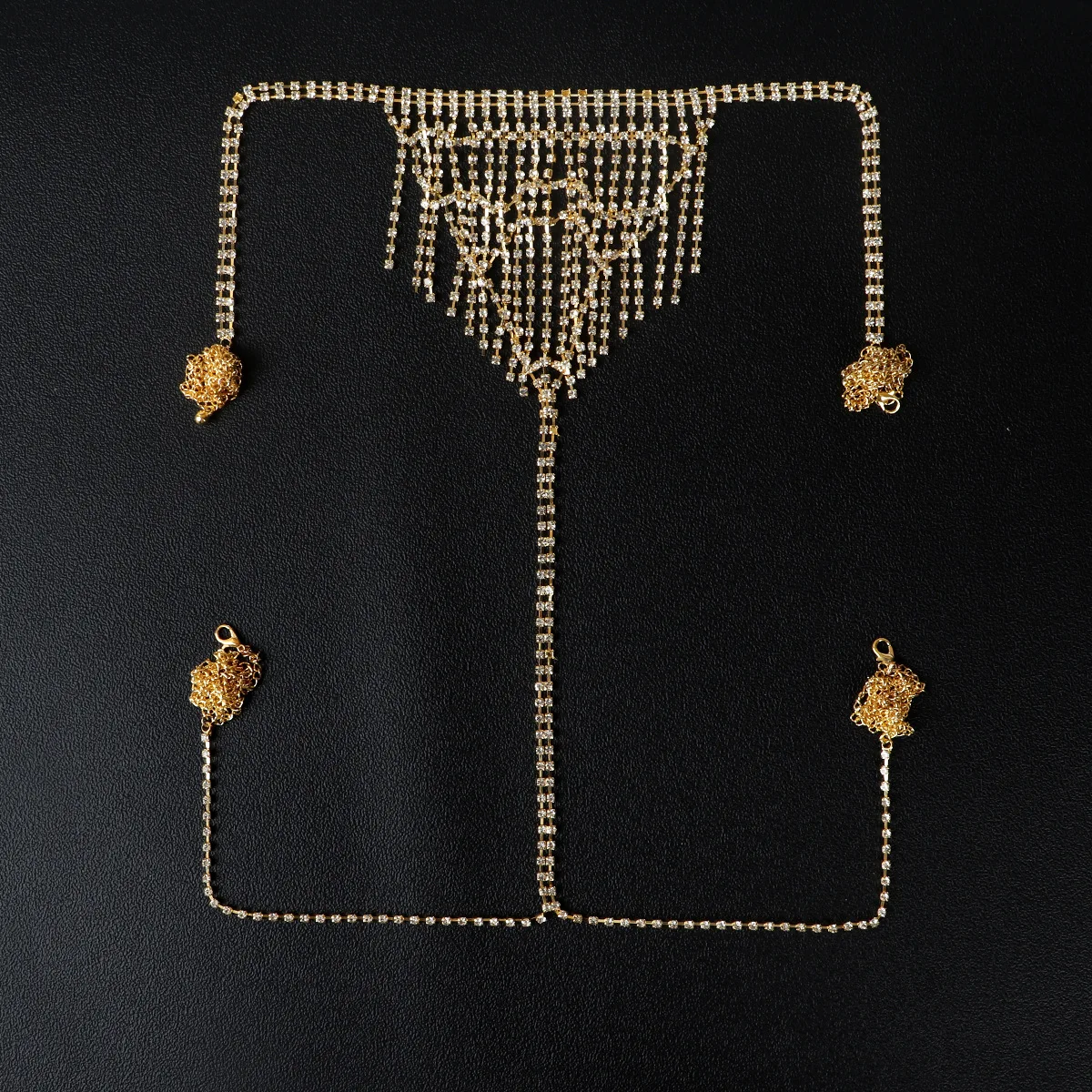 Rhinestone Fringe Bra Panties Nightclub Bikini Waist Belt Belly Chain