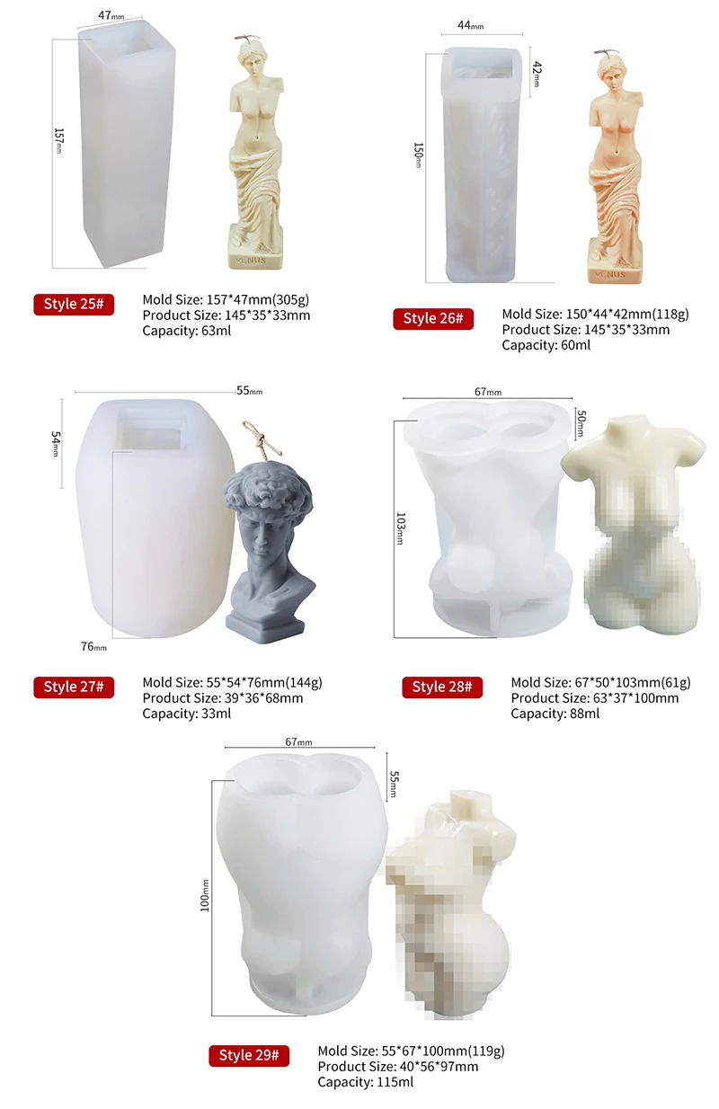 DIY 3D Silicone Body Mold for Candles - Curvy Female & Male Moulds for ...