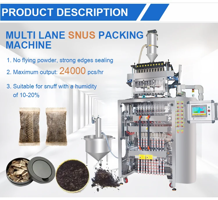 High Quality Automatic Multi-Lane 10 Lines Powder Snus Pouch Powder ...