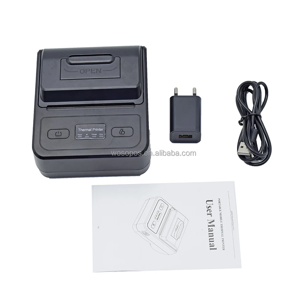 80mm Wireless Mobile Bluetooth Thermal Receipt Printer Barcode Printing ...