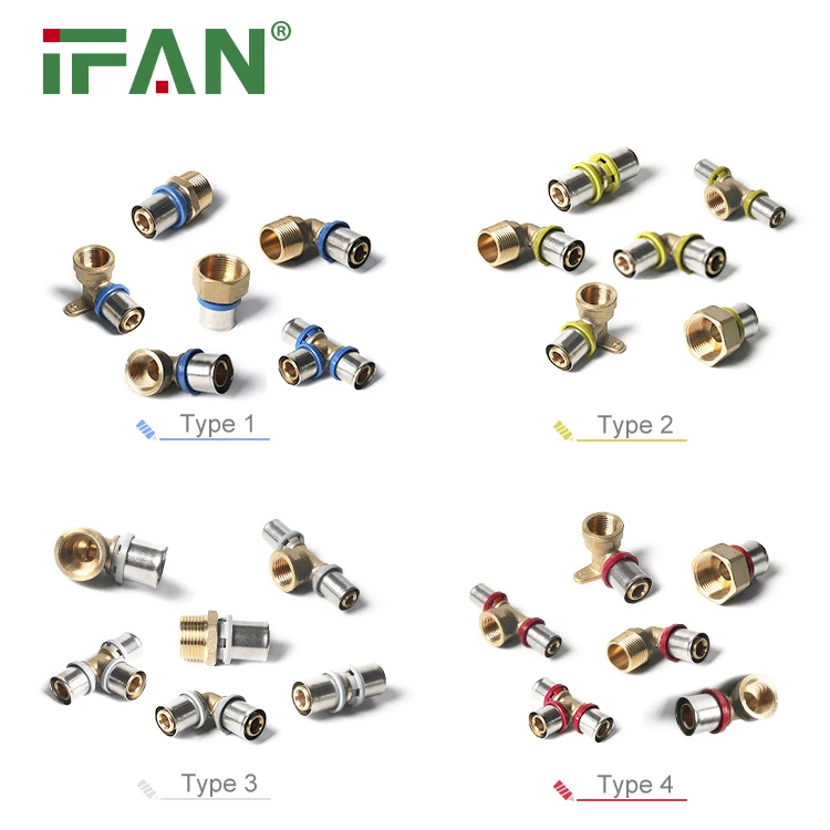 IFAN Manufacturer PEX Al PEX Fittings Red Color 16-32mm Brass Press Plumbing PEX Fittings ...