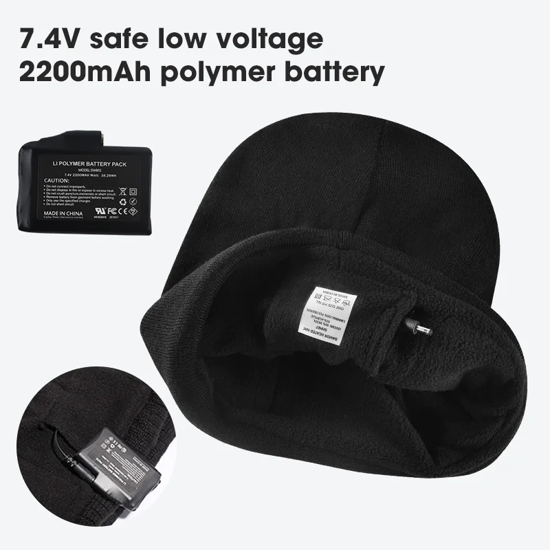 Men Women Winter Rechargeable Battery Beanie Electrical Warm Heated Hat ...