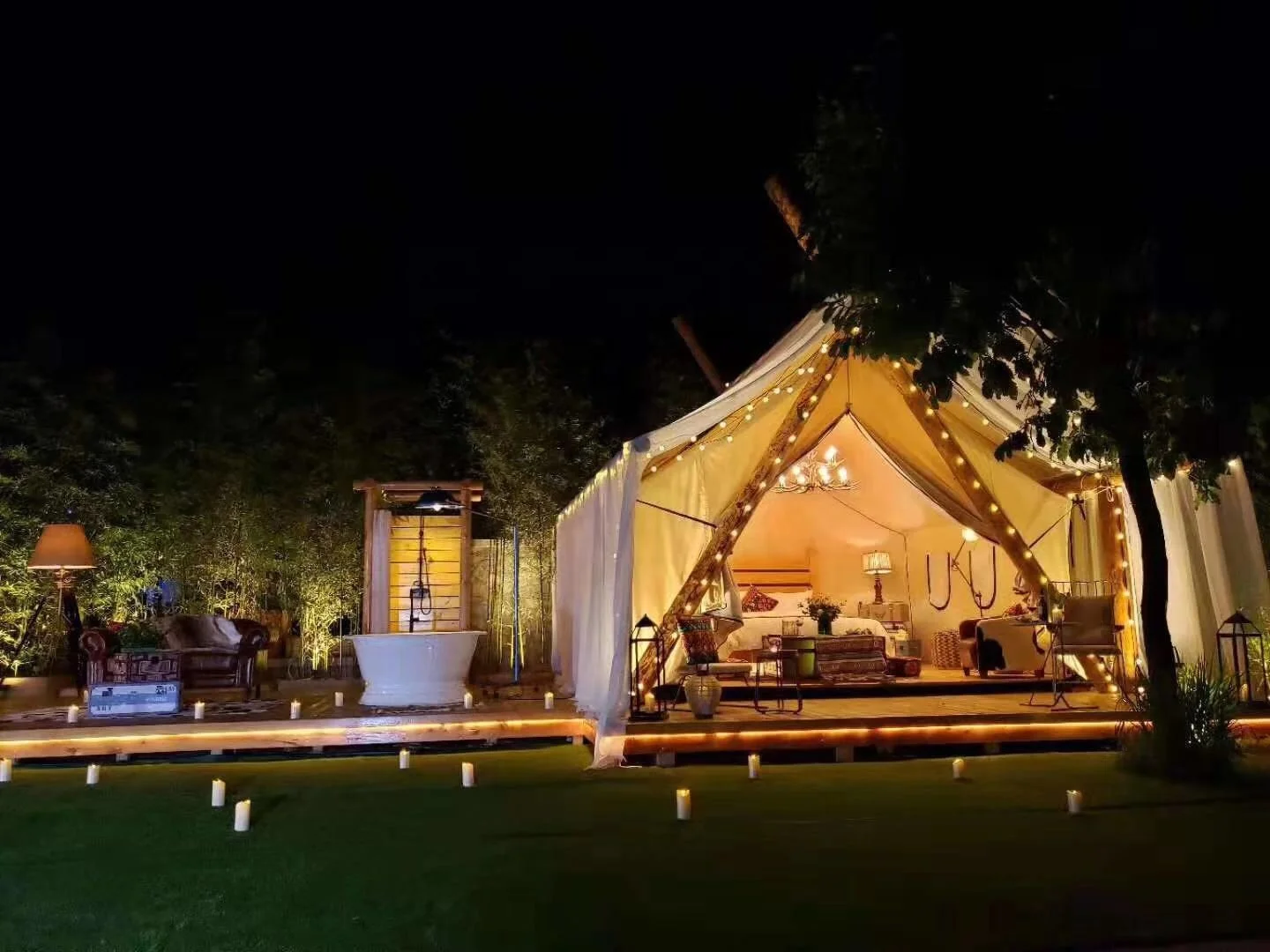 Luxury Outdoor Wood Teepee Glamping Tents - Waterproof & Stylish