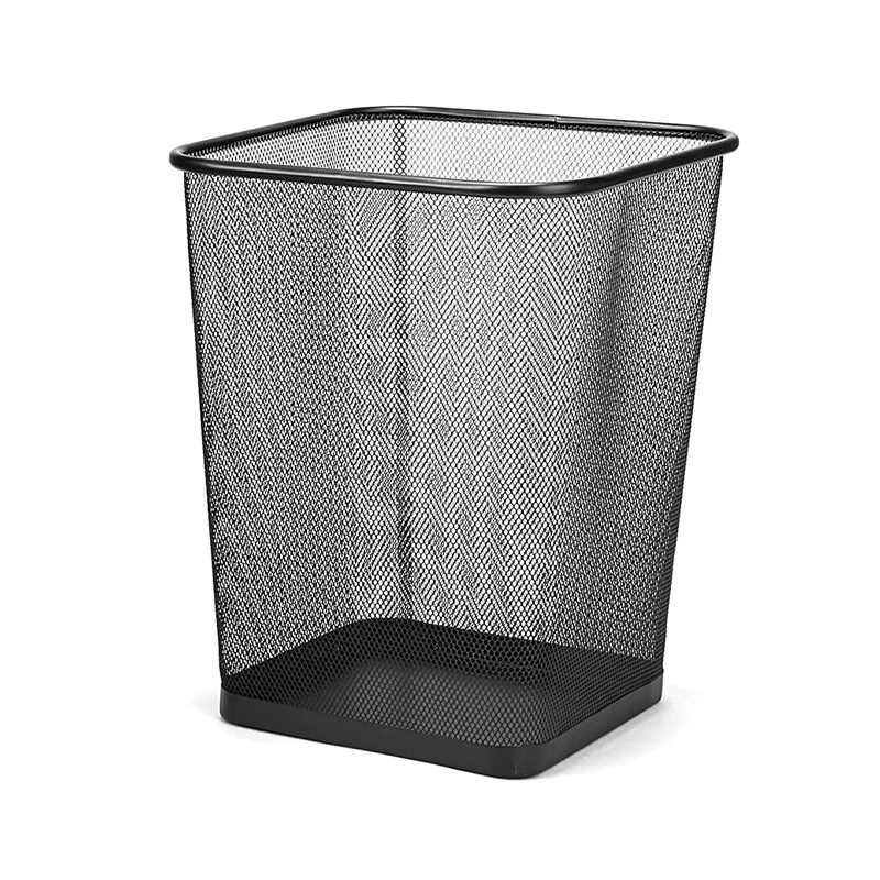 Modern Black Metal Wire Garbage Container Bin Eco-friendly