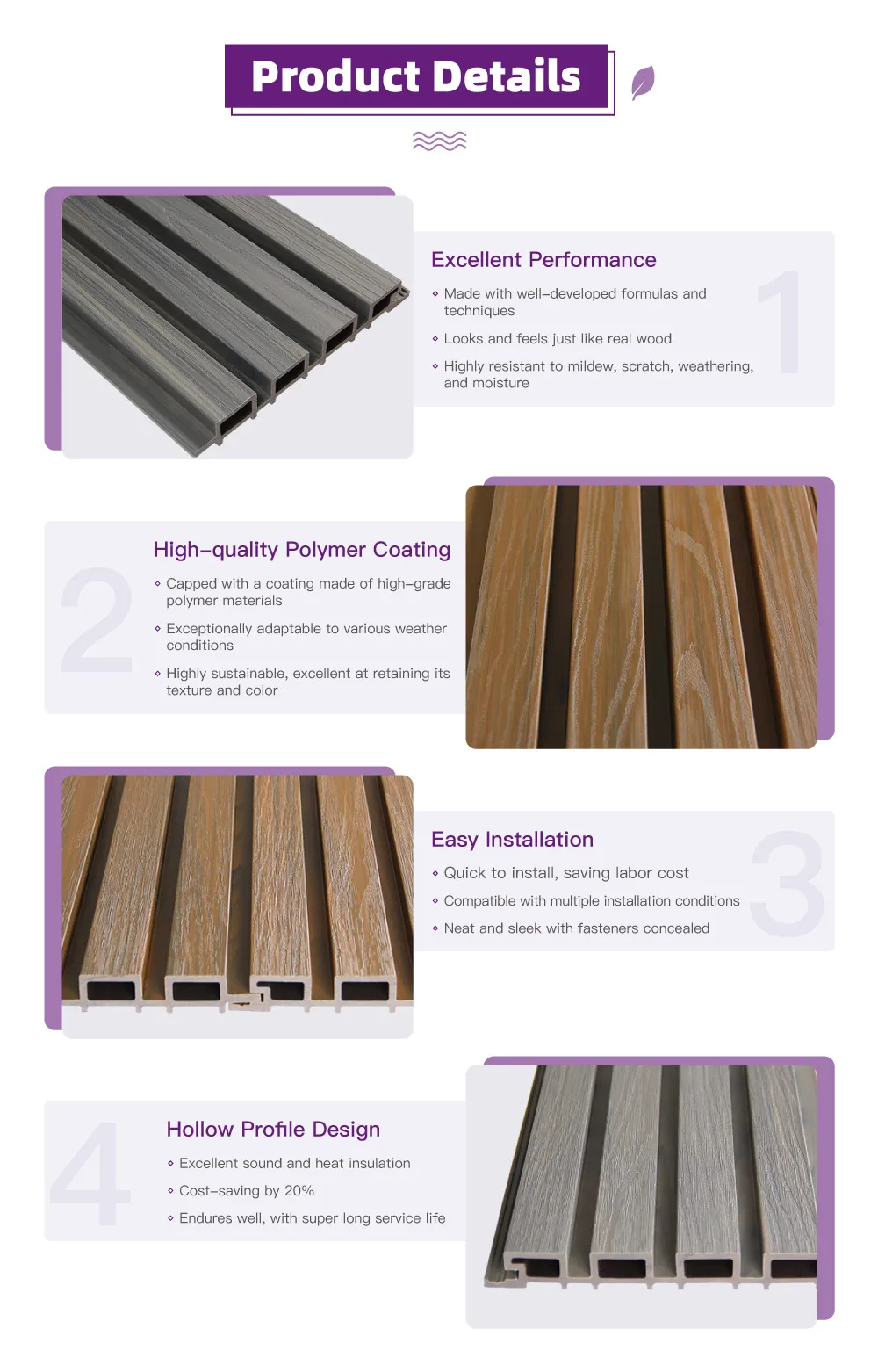 Dual Color Black Background Wood Plastic Composite Slatted Wall Panel ...