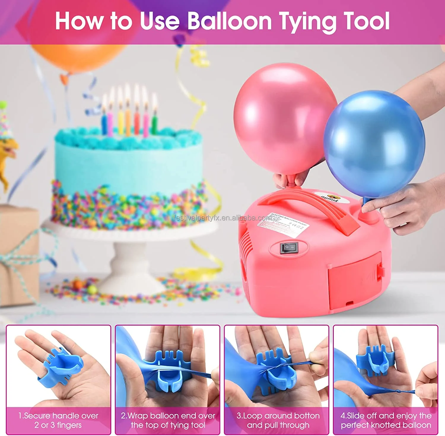 Hand Machine Helium Heart Portable Inflator Inflating Double Hole ...