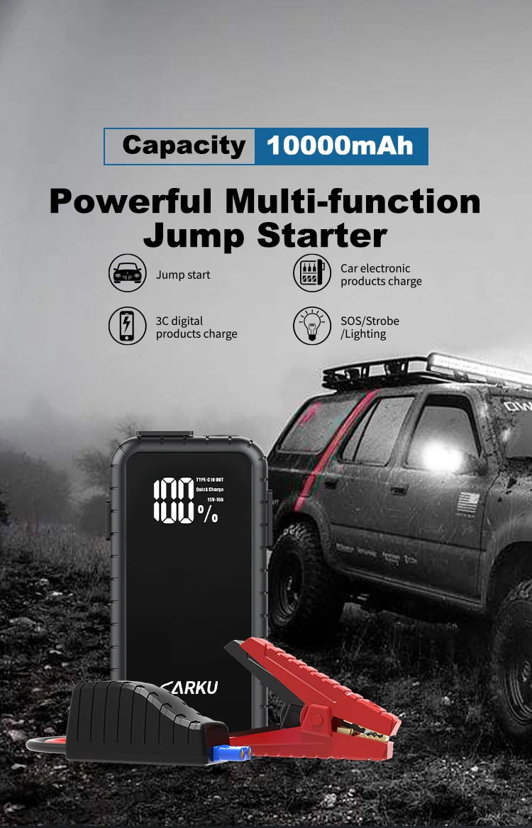 10000mah 12V Battery Booster - Reliable Car Jump Starter