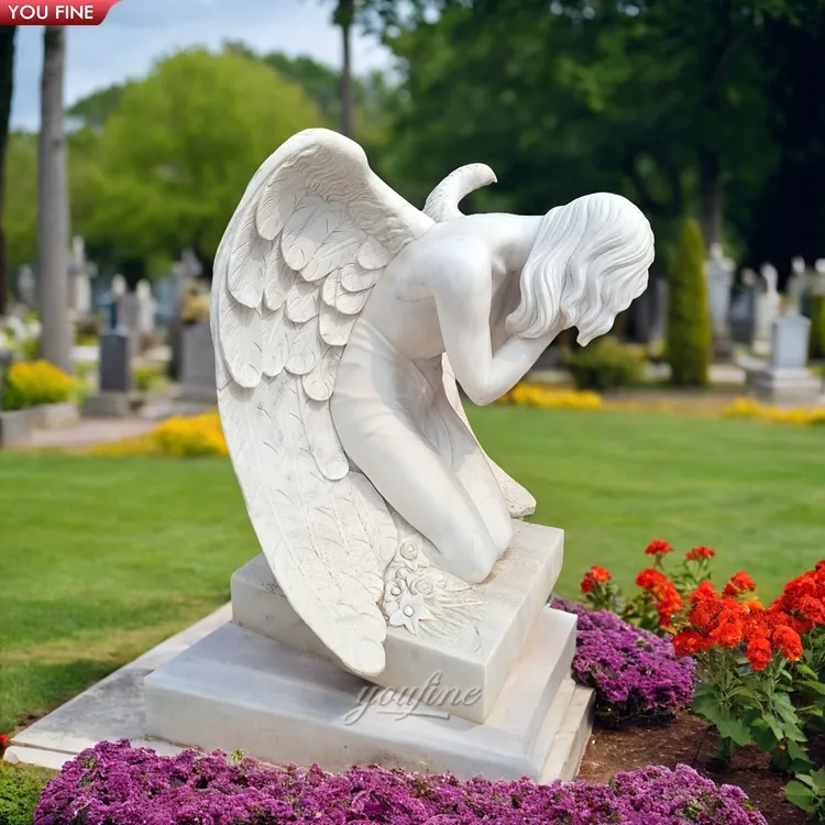 Outdoor Natural White Marble Crying Angel Statue| Alibaba.com
