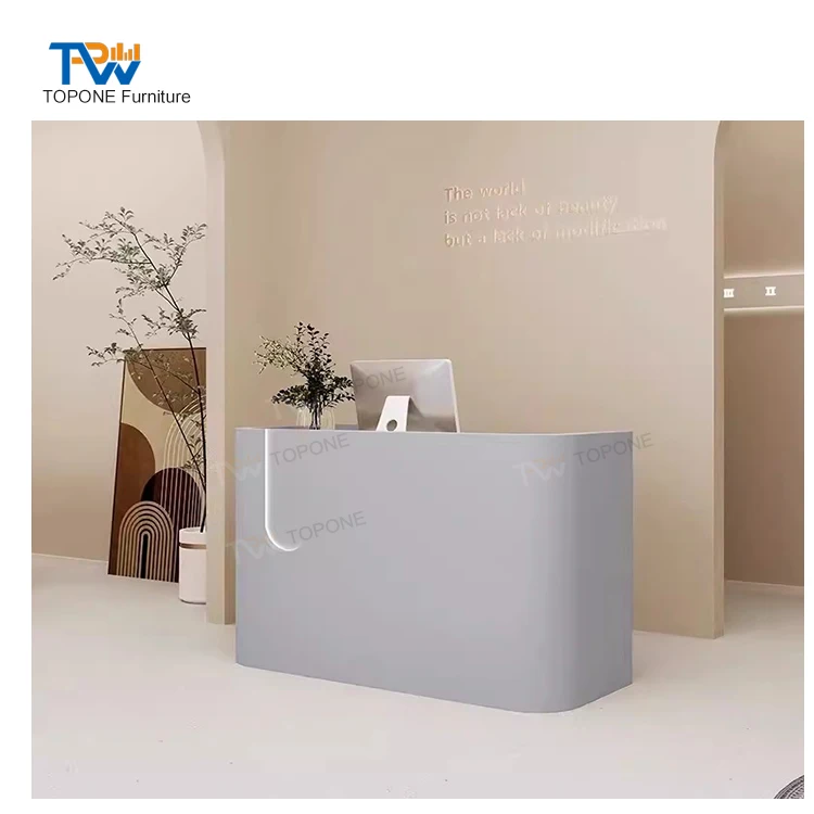 White Curved Reception Desk - Modern Salon Furniture