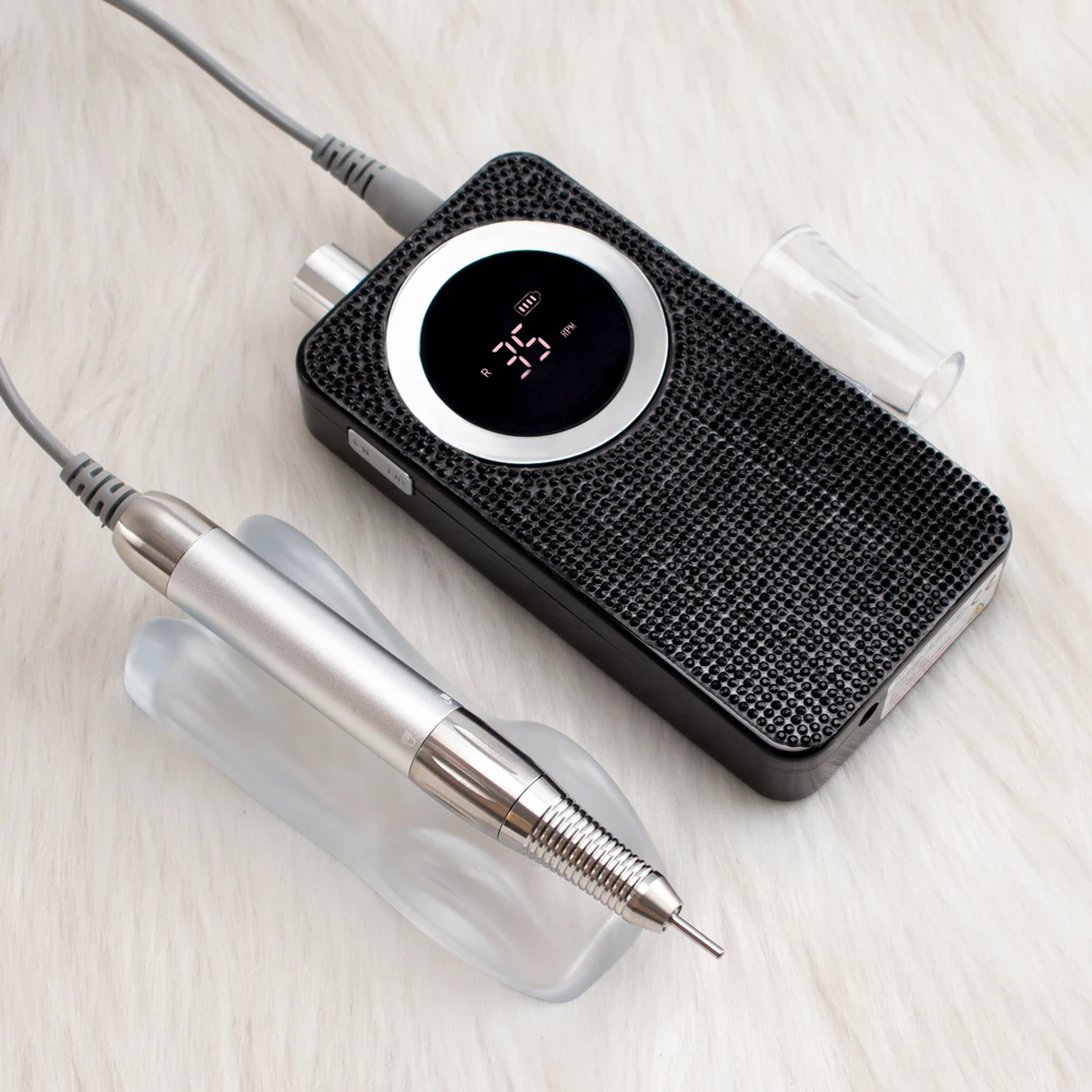 YAQIN White Rhinestone Decoration Wireless Nail Drill Machine ...
