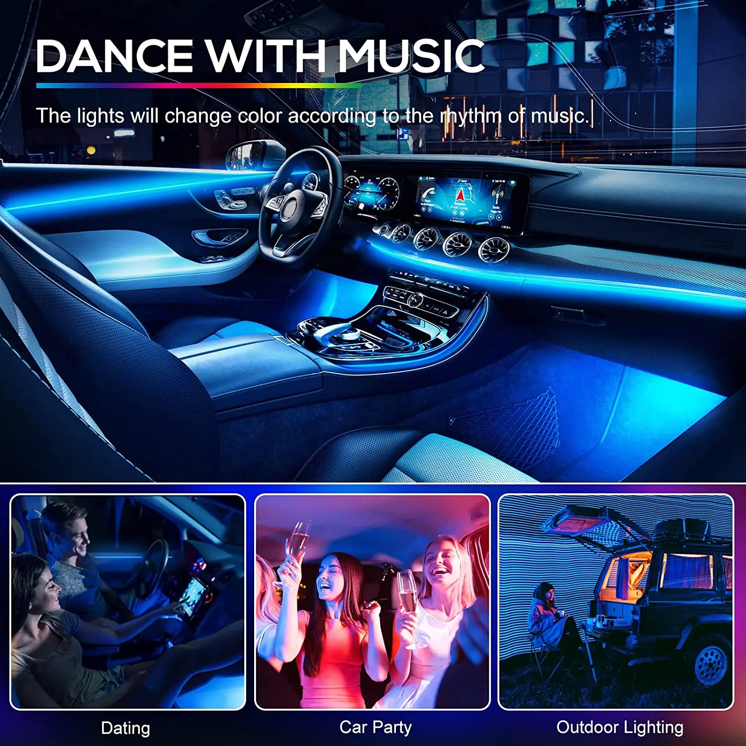 Factory Price Universal Car Interior Atmosphere Light Rgb Led Optical ...