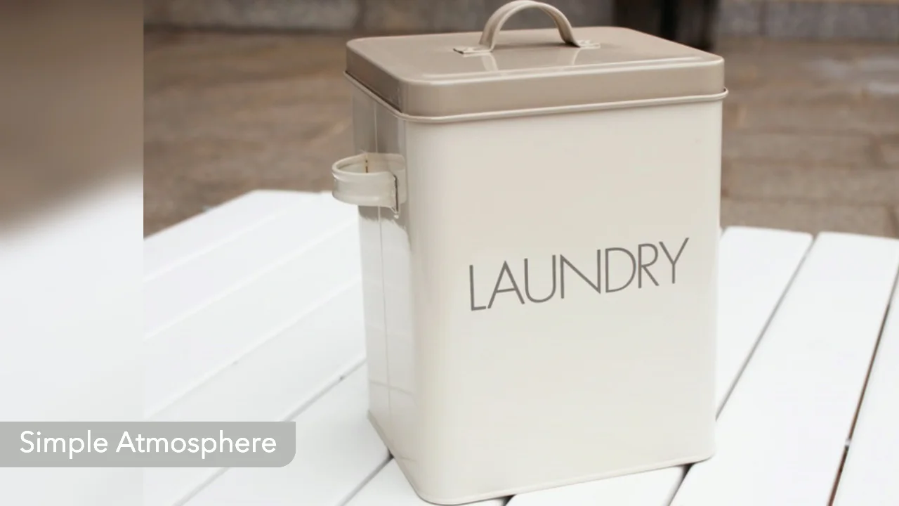 Farmhouse Laundry Powder Storage Container With Wooden Handle Metal ...