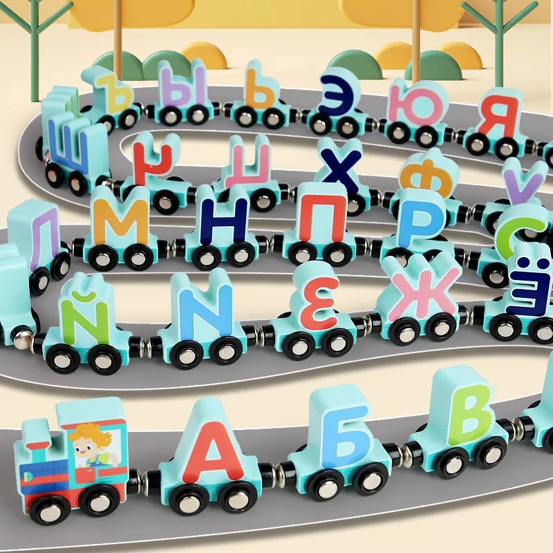 Early Educational Toy Arabic Alphabet Wooden Train Kids Arabic Alphabet ...