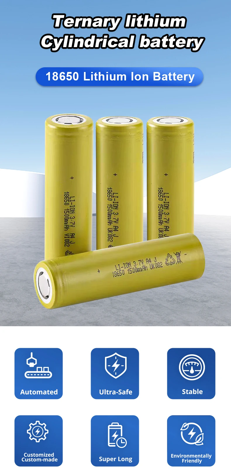 18650 Lithium Battery 2000mah 2200mah 25000mah Rechargeable Cell Golf ...