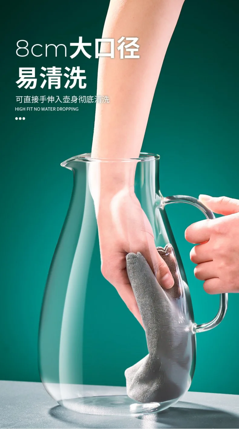 1600ml/2000ml/2600ml Large Easy Clean Heat Resistant Borosilicate Glass Kettle Hot and Cold ...