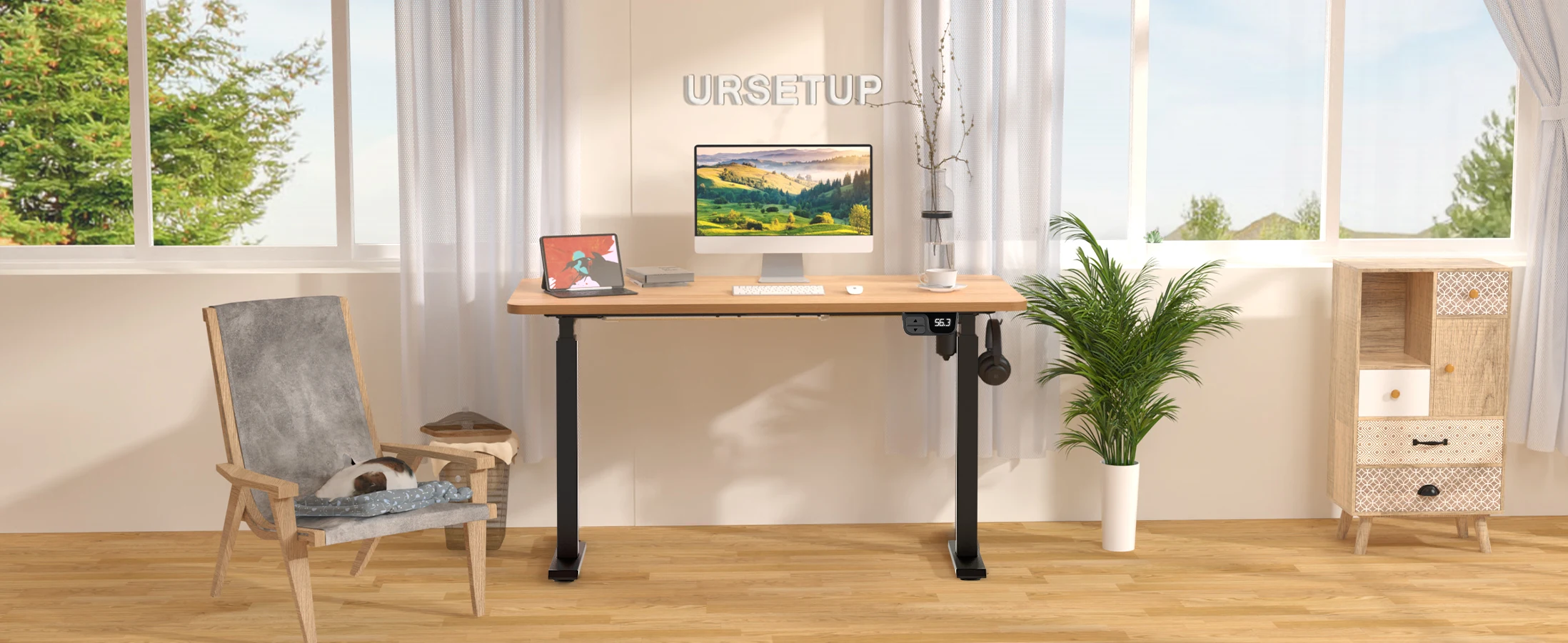 Ergonomic Single Motor Smart Home Electric Height Adjustable Desk