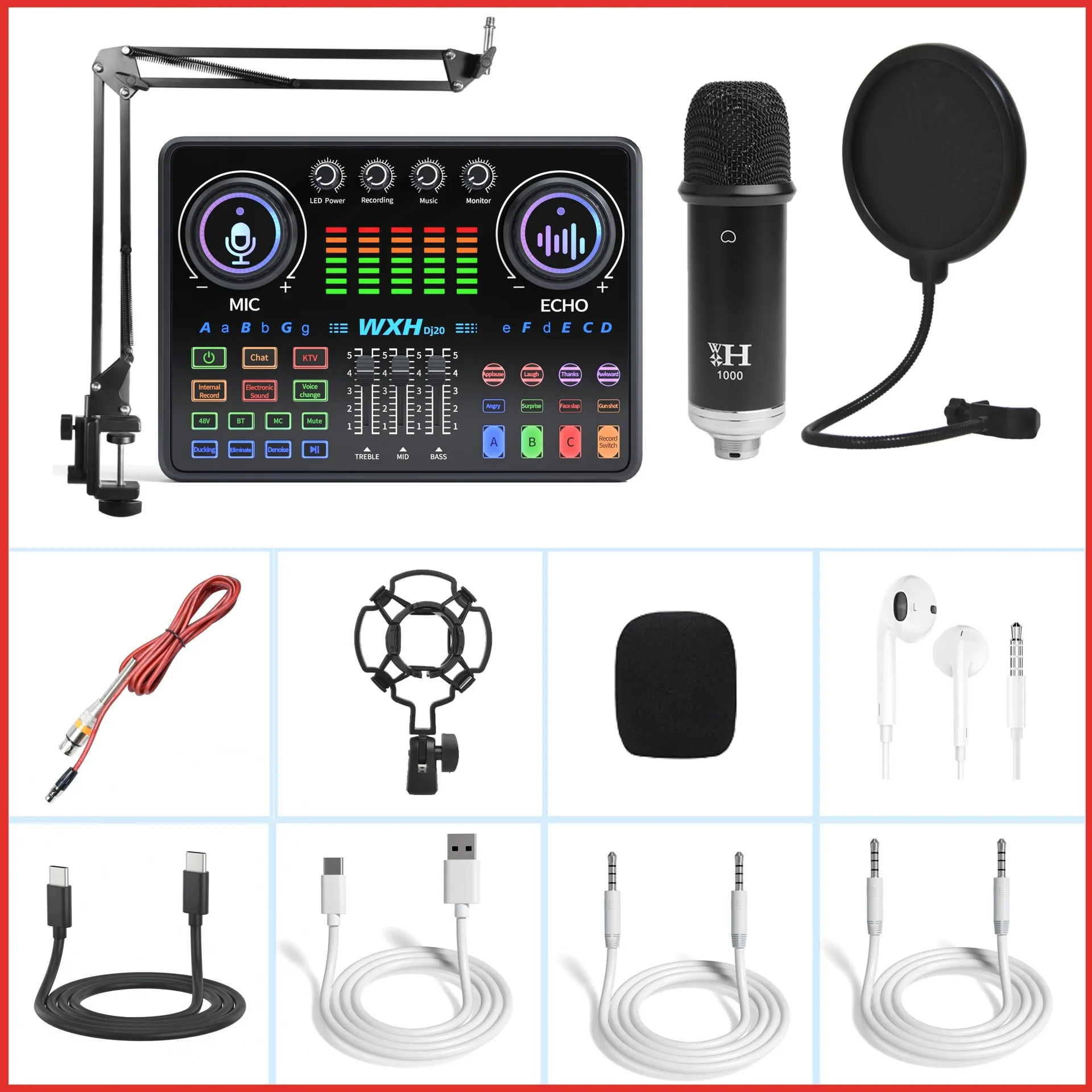 Sound Card Device Full Set Computer Karaoke Live Streaming Podcast ...