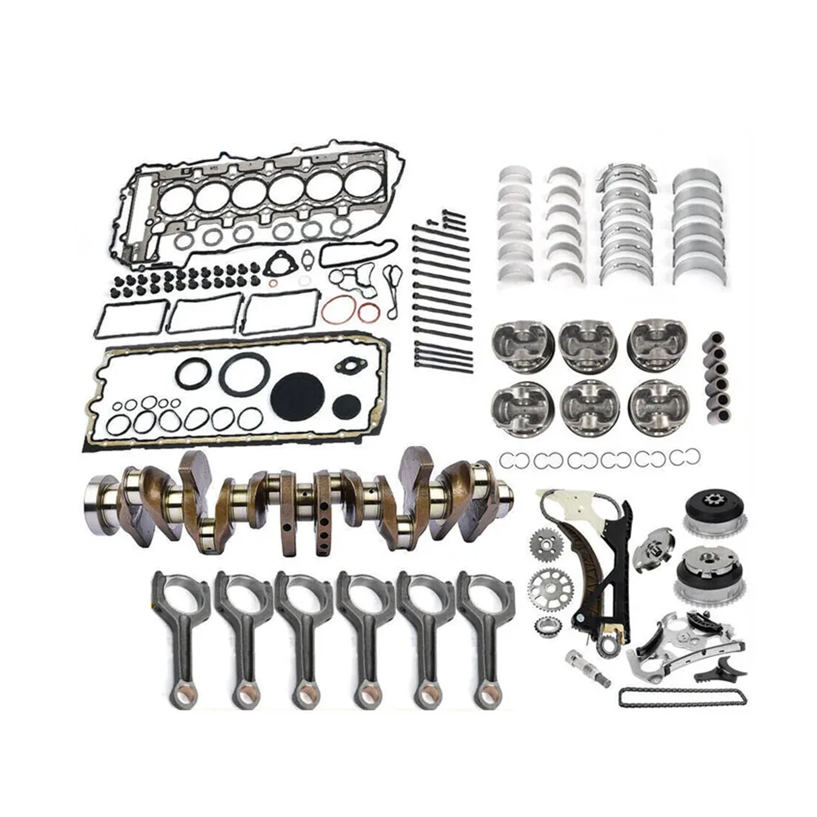 N55b30 Engine Overhaul Rebuild Set Timing Chain Kit Con Rod Crankshaft ...