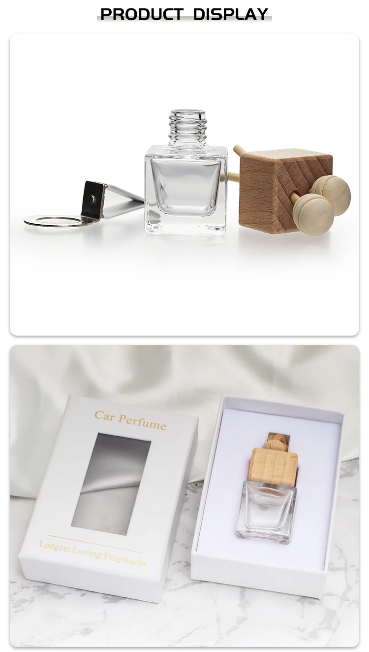 Mini 8ml Wood Hanging Car Aroma Diffuser - 10ml Perfume Bottle