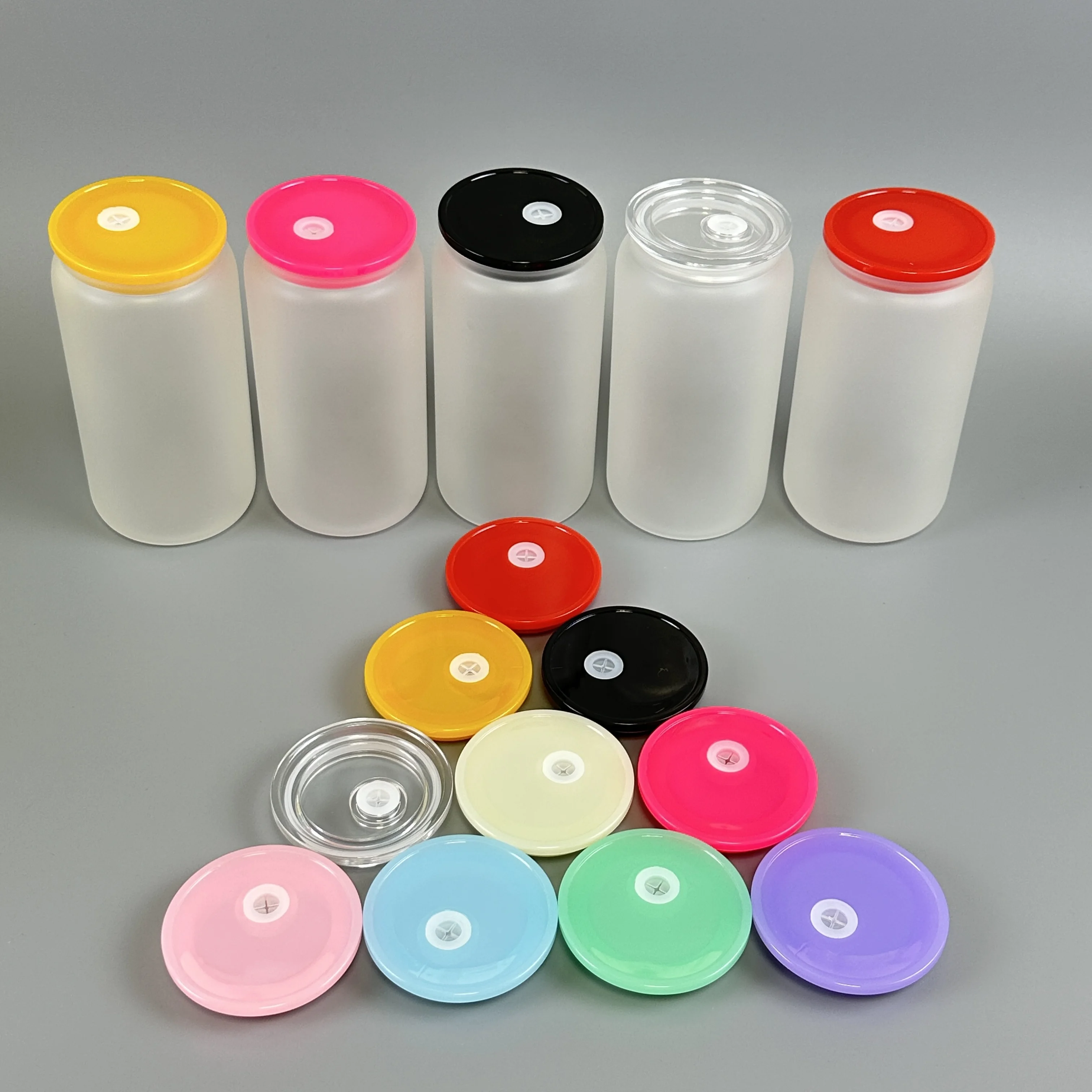 Bpa Free Mixed Color Red Black Acrylic Lids For 16oz Glass Can Leak ...