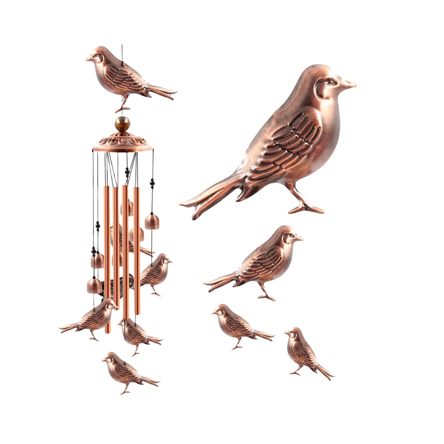 Outdoor Bird-themed Wind Chimes Metal Tube With S Hook Clearance Garden ...