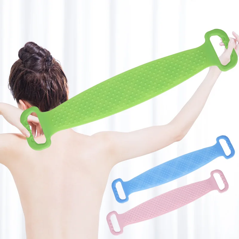 Silicone Body Scrubber Bath Towel Belt 2 Sided Exfoliating Shower Wash 贈呈