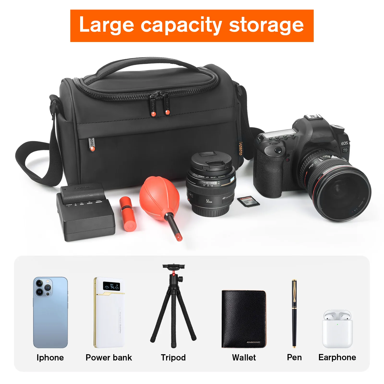 FOSOTO B750 Camera Bag - Waterproof DSLR Shoulder Case
