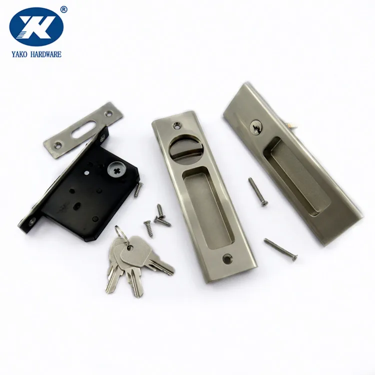 YAKO Sliding Barn Door Mortise Latch Door Locks Handle with Keys