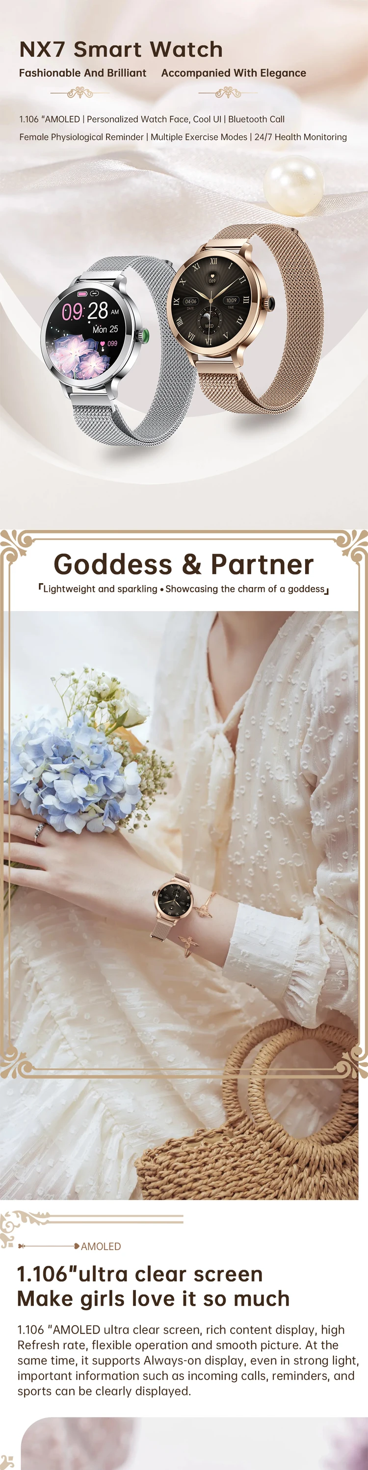 Women Small Amoled Display Smartwatch For Women Fitcloud Pro Custom ...