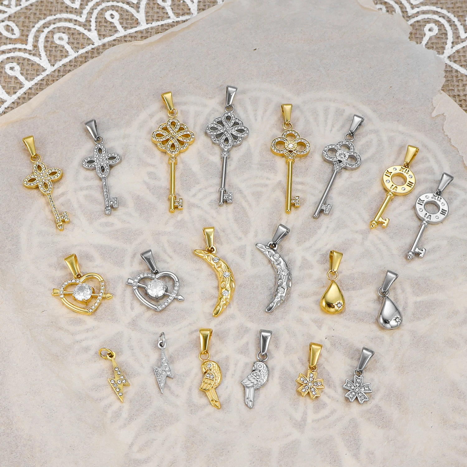 Custom DIY 18k Gold Charm Sea Starfish Conch Seashell Beach Ocean Pendants Waterproof Stainless ...