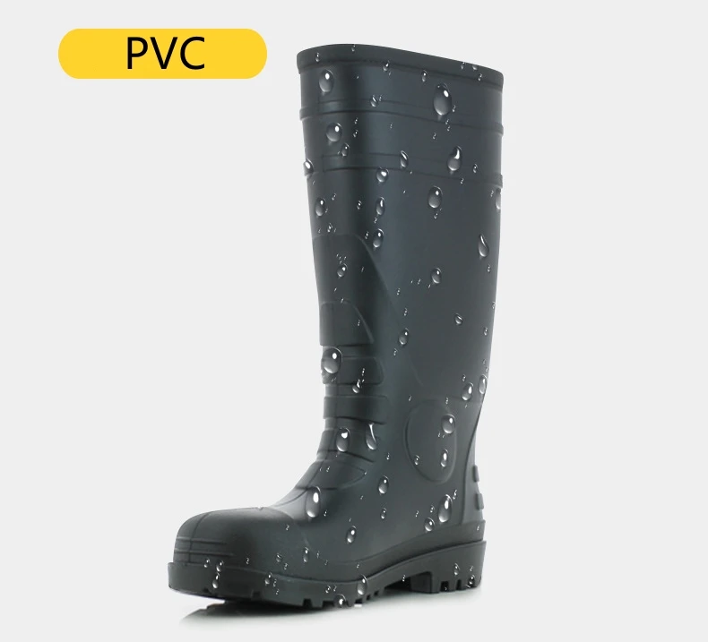 Knee High Waterproof Wellies Boots Pvc Rain Boot Steel Toe Midsole ...