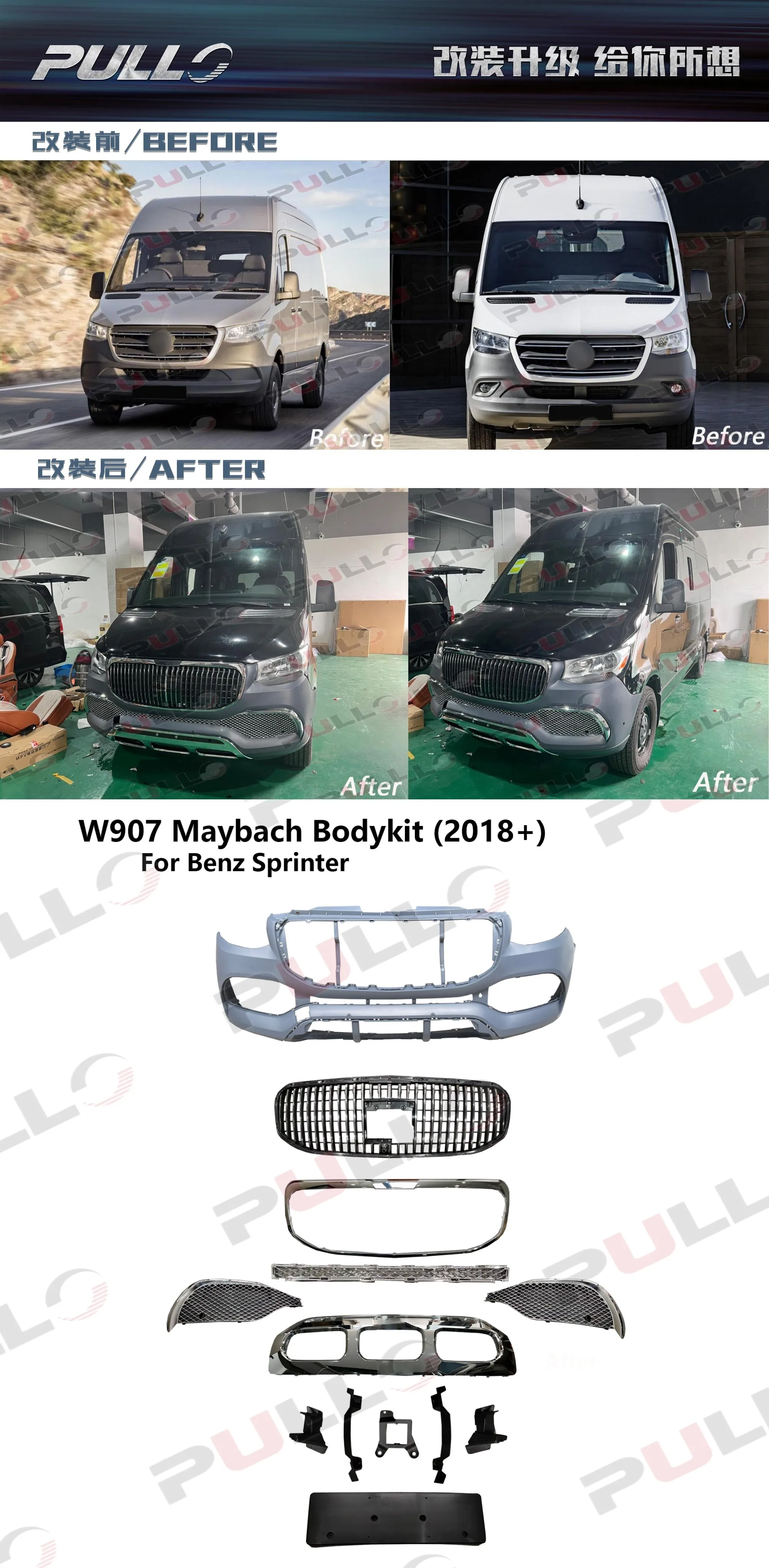 Car Bumper Body Kit for Benz Sprinter W906 W907 W910 2018-2020 to ...