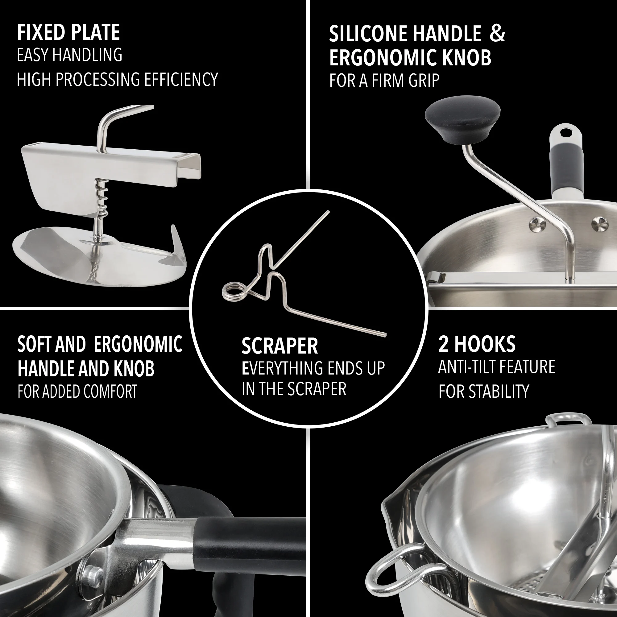 Rotary Stainless Steel Food Mill Strainer And Stainless-steel Mixing ...