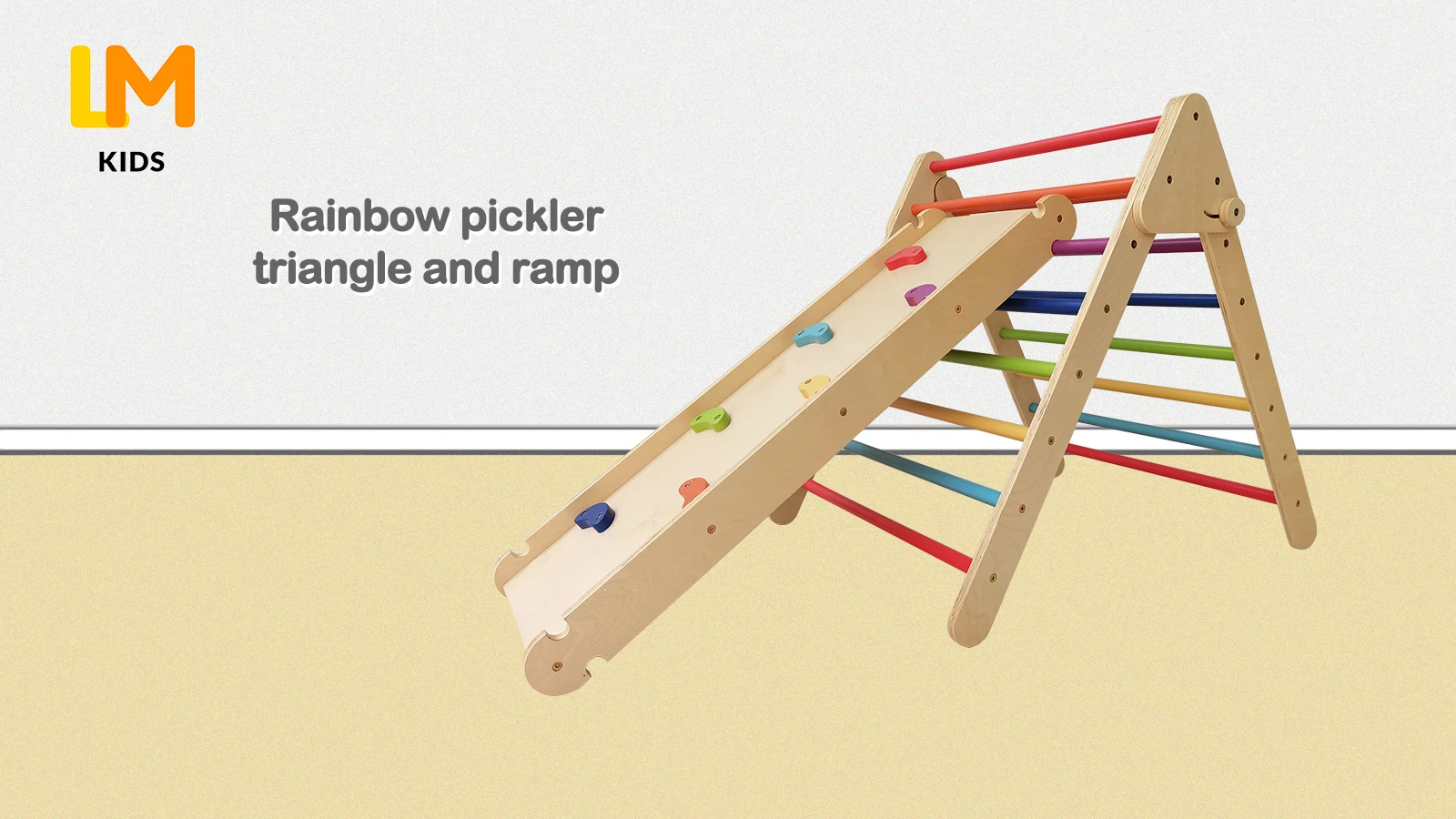 Lm Kids Rainbow Wooden Piklers Triangle With Ramp Climbing Climbing ...