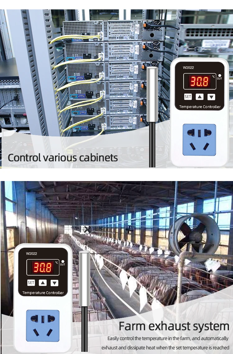 Zfx-w2022 Digital Temperature Microcomputer Thermostat 12v/24v/110v-220v With Probe Heat Cool ...