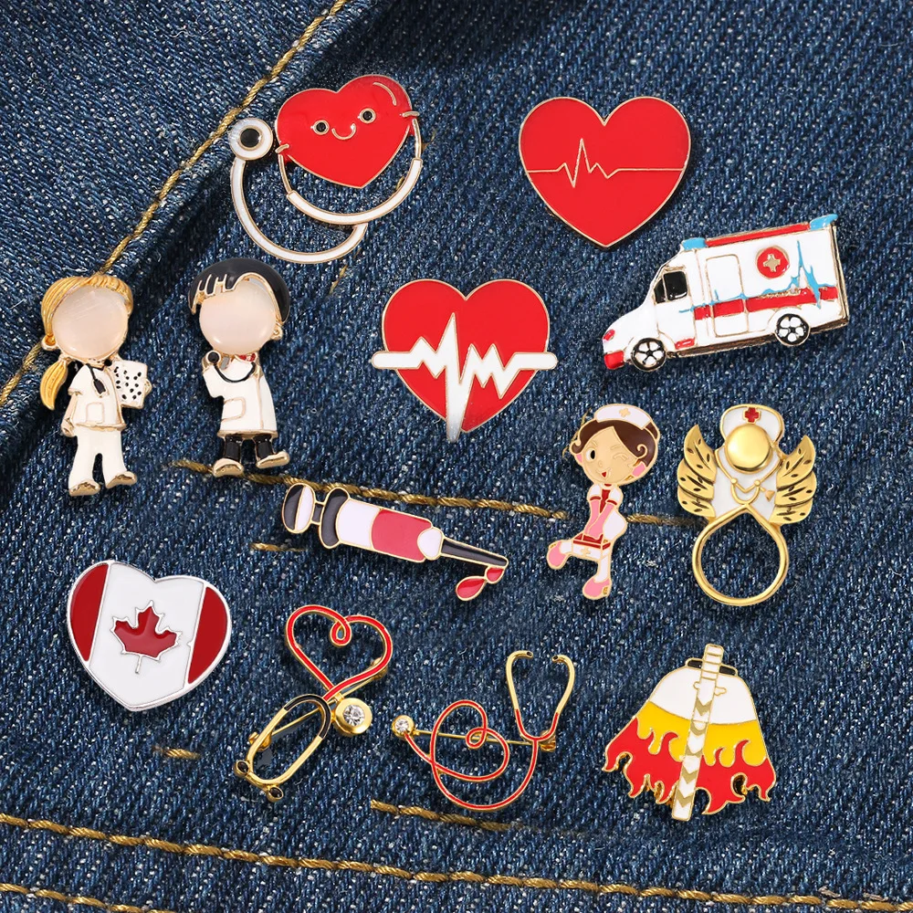 Wholesale Medical Enamel Angel Doctor Nurse Stethoscope Pins Brooch for ...