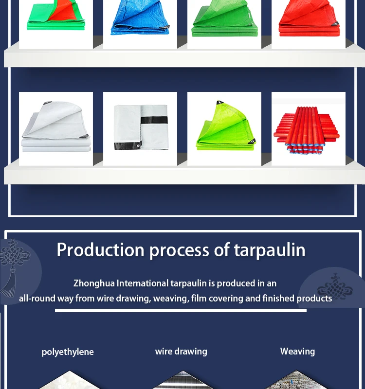 Black Line Pe Tarpaulin With Logo High Quality 100% Waterproof Black Reinforcing Line And White ...