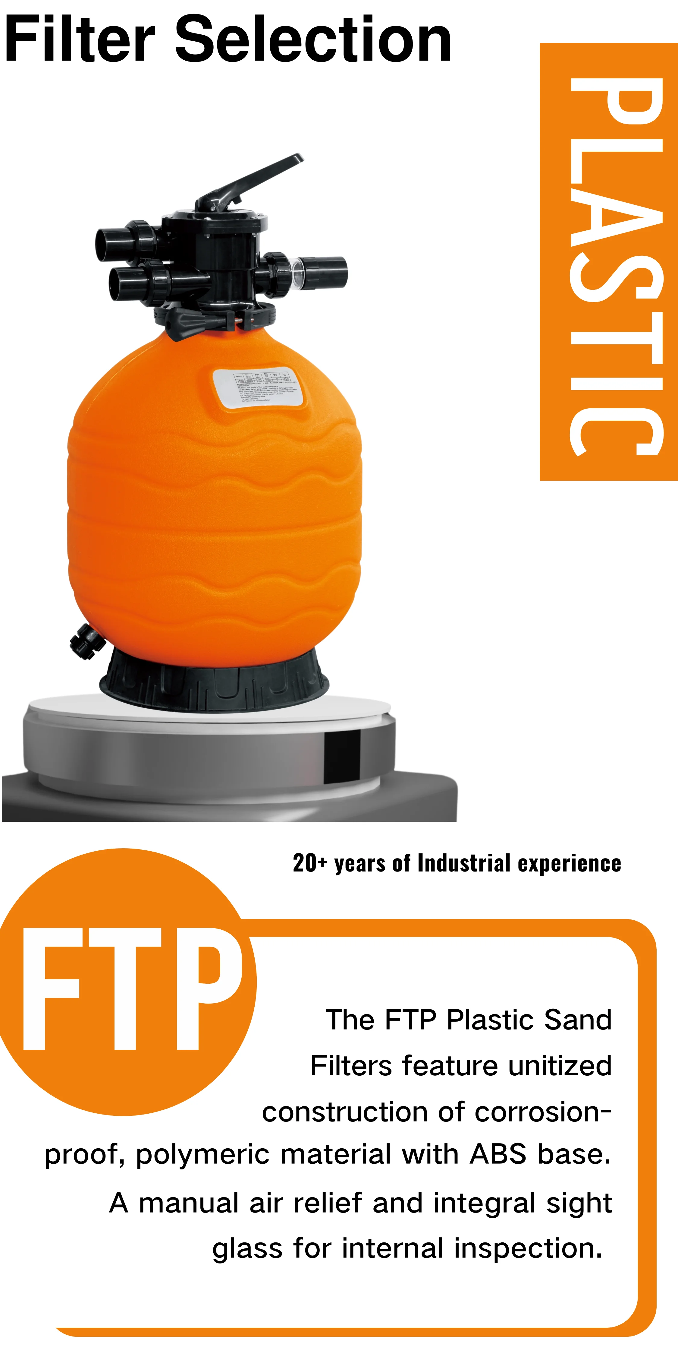 500mm Top Mounted Plastic Sand Filter Swim Pool Sand Filter for ...