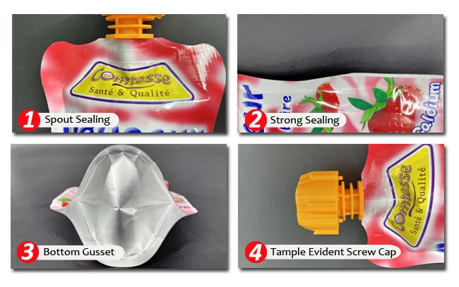 Certified Laminated Plastic Packaging Bags - Stand up Pouch with Spout