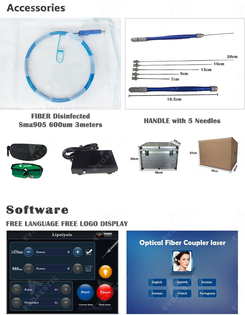 Endolifting 1470nm Machine Optical Fiber 600um Sma905 Endolaser ...