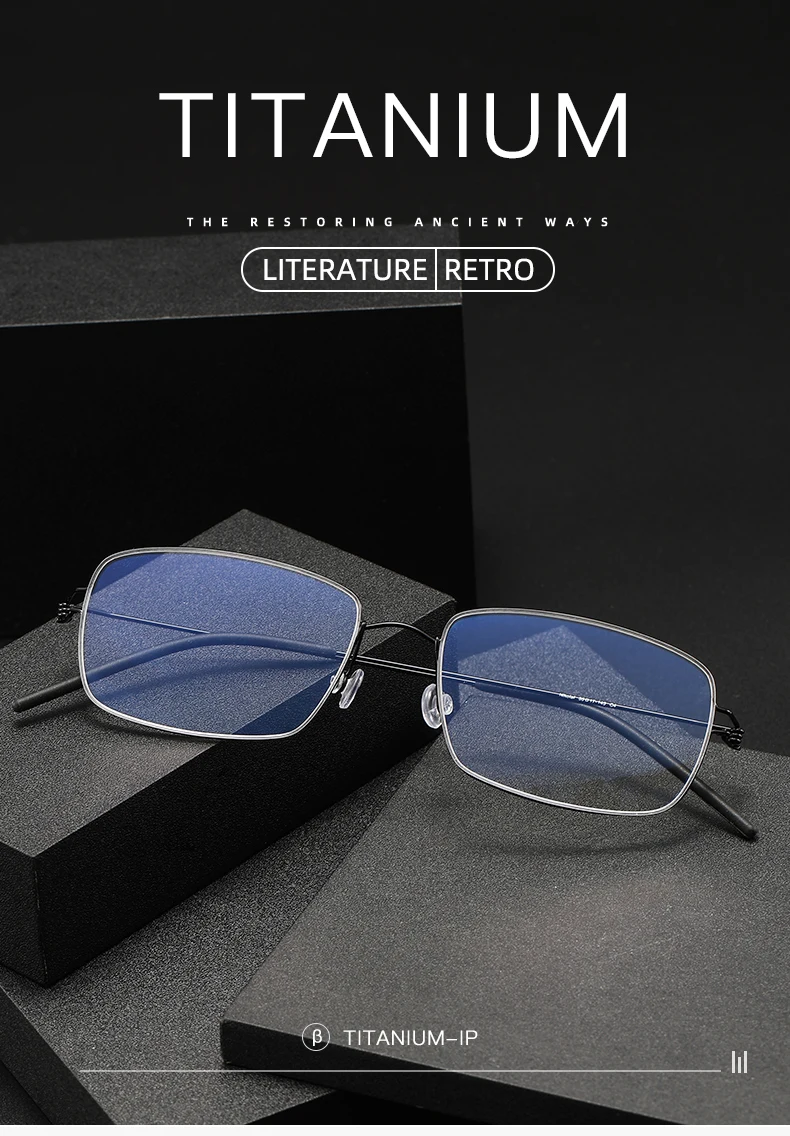 NIKOLAL Titanium Eyeglass Frames Flexible Round Glass Striped ...