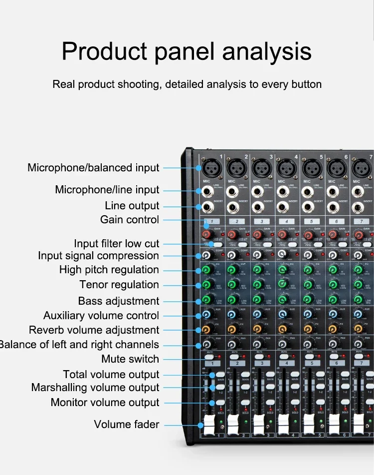 8 Channels Mixer Console With Digital Reverb Effect Bluetooth Usb High ...