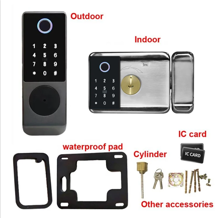 Tuya App Smart Doorlock - Waterproof Outdoor Gate Rim Lock