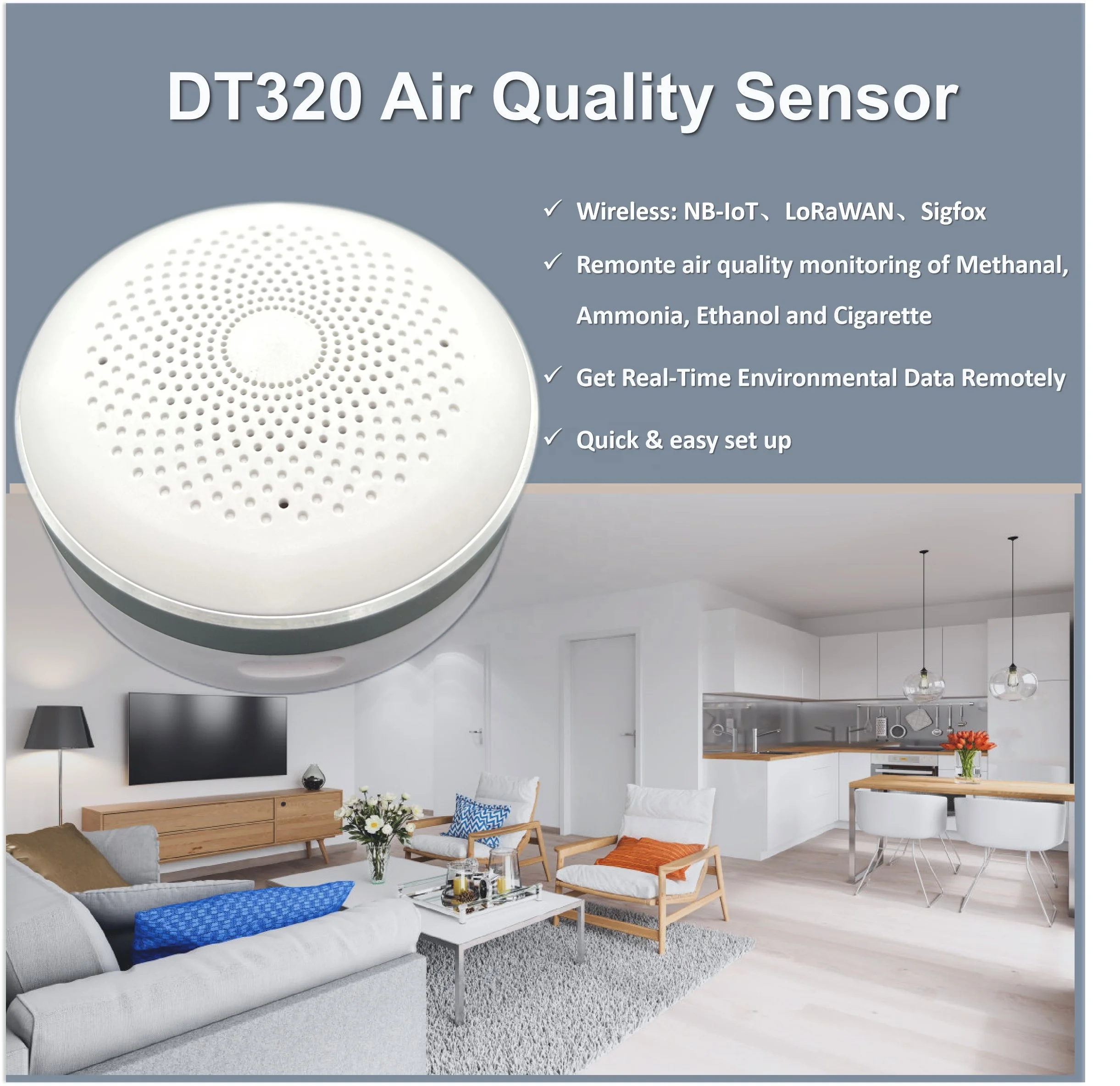 DT320 Air Quality Sensor - Monitor Methanal, Ammonia & Ethanol